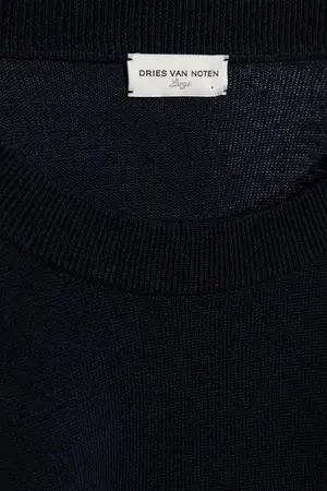 Dries Van Noten Long-sleeved Ribbed Sweater With Logo Detail