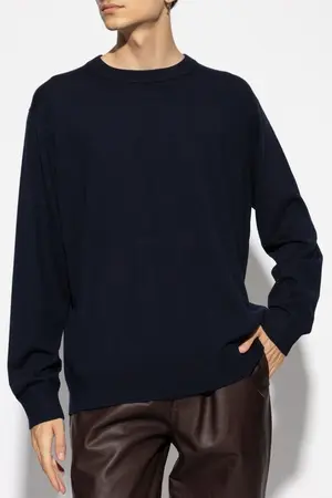 Dries Van Noten Long-sleeved Ribbed Sweater With Logo Detail