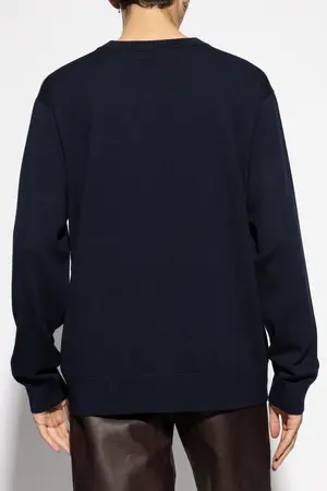 Dries Van Noten Long-sleeved Ribbed Sweater With Logo Detail