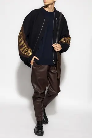 Dries Van Noten Long-sleeved Ribbed Sweater With Logo Detail