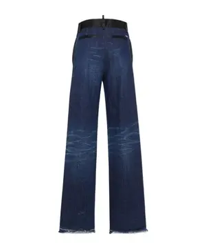 Dsquared2 Wide-leg Distressed Jeans - Navy