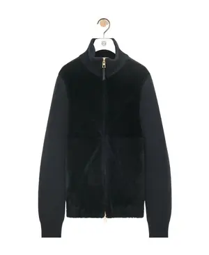 Loewe Shearling And Wool Zip-up Jacket - Black