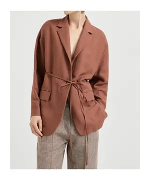 Brunello Cucinelli Tied-waist Buttoned Jacket