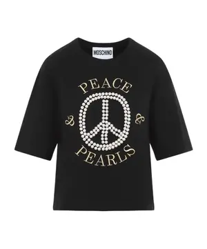 Moschino Peace & Pearls Embellished T-shirt