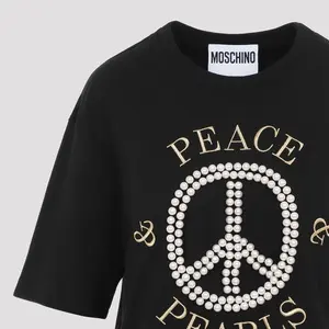 Moschino Peace & Pearls Embellished T-shirt