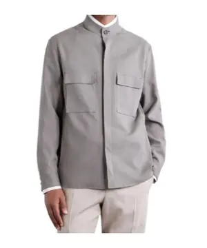 Zegna Stand Collar Flap Pocket Shirt Jacket - Gray