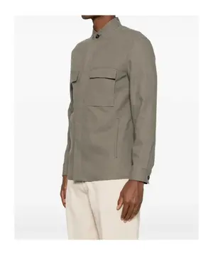 Zegna Stand Collar Flap Pocket Shirt Jacket