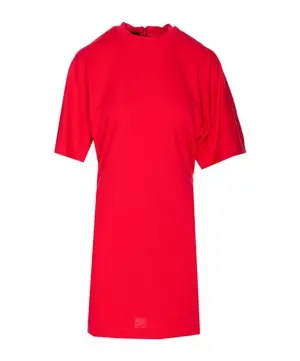 Pinko Belted Mini Dress With Crew Neck And Short Sleeves - Red