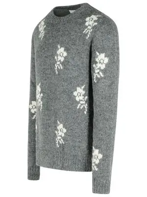 JIL SANDER Crewneck Knitted Jumper With Floral Pattern