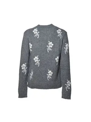 JIL SANDER Crewneck Knitted Jumper With Floral Pattern
