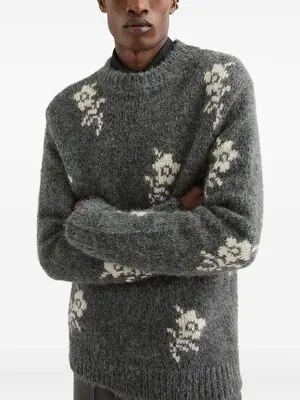 JIL SANDER Crewneck Knitted Jumper With Floral Pattern