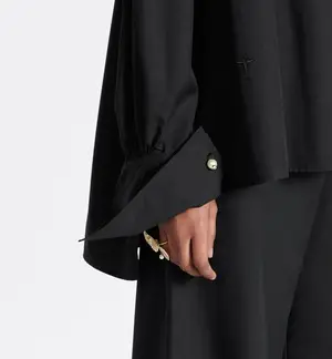 Dior Embroidered Bee Blouse With Tribales Buttons - Black