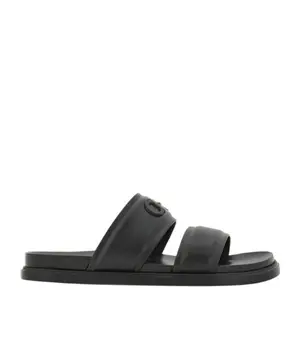 FERRAGAMO Gancini Ornament Slide Sandals - Black