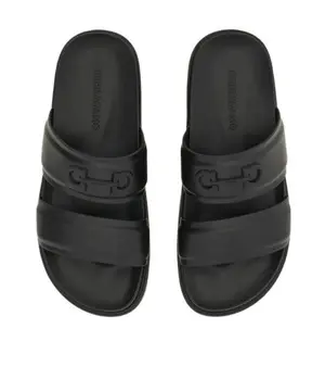 FERRAGAMO Gancini Ornament Slide - Black