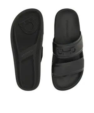 FERRAGAMO Gancini Ornament Slide - Black