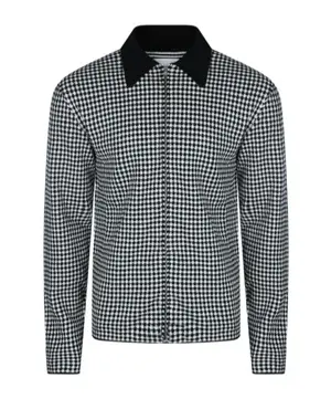 JIL SANDER Houndstooth Pointed Collar Zip-up Shirt