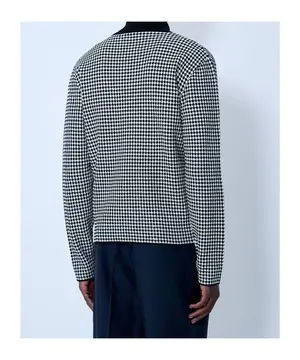 JIL SANDER Houndstooth Pointed Collar Zip-up Shirt