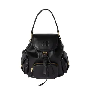 Miu Miu Leather Backpack With Buckle Closure - Black