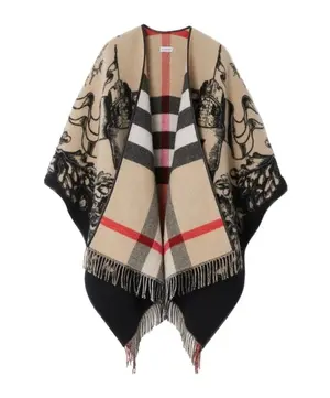 Burberry Equestrian Knight Fringed Cape - Beige