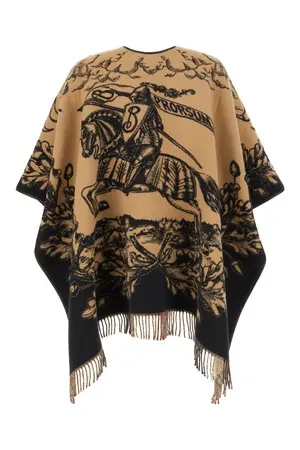 Burberry Equestrian Knight Fringed Cape - Beige