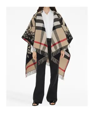 Burberry Equestrian Knight Fringed Cape - Beige