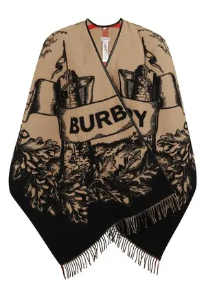 Burberry Equestrian Knight Fringed Cape - Beige