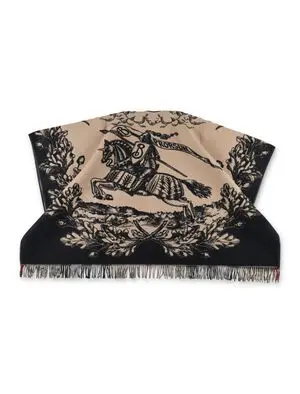 Burberry Equestrian Knight Fringed Cape - Beige
