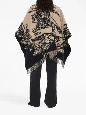 Burberry Equestrian Knight Fringed Cape - Beige