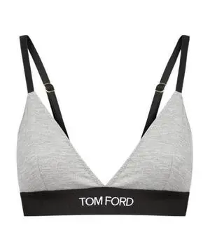 TOM FORD Logo Intarsia Waistband Bra - Gray