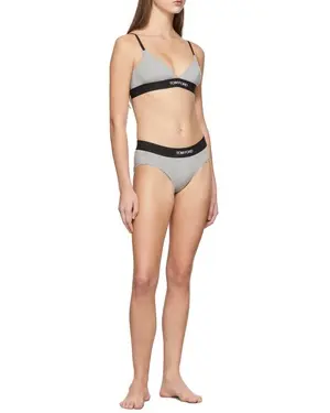 TOM FORD Logo Intarsia Waistband Bra - Gray