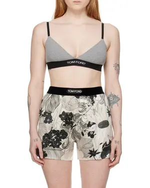 TOM FORD Logo Intarsia Waistband Bra - Gray
