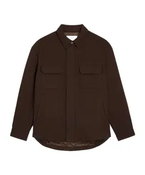 Celine Overshirt In Wool Flannel - Brown