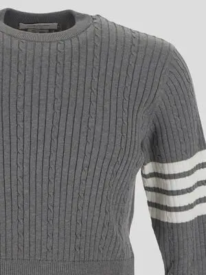 Thom Browne 4-bar Stripe Crewneck Jumper - Light Gray