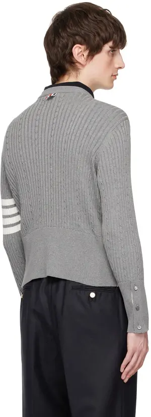 Thom Browne 4-bar Stripe Crewneck Jumper - Light Gray