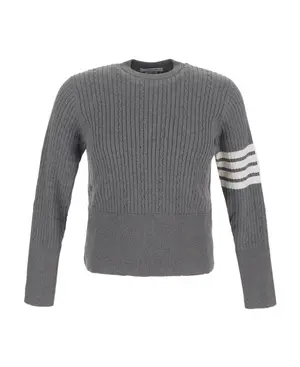 Thom Browne 4-bar Stripe Crewneck Jumper - Light Grey