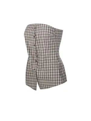 Nanushka Brites Checked Strapless Top - Gray