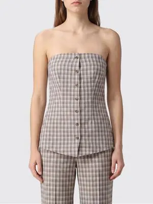 Nanushka Brites Checked Strapless Top - Gray
