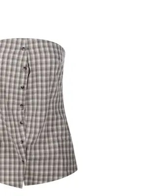 Nanushka Brites Checked Strapless Top - Gray