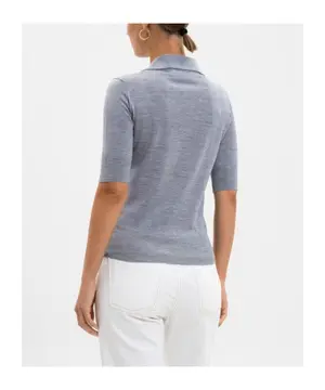 AMI Paris Short-sleeve Polo Top With Ribbed Accents - Grey