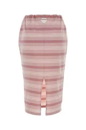 Prada Striped Jersey Knitted Skirt With Logo Detail - No