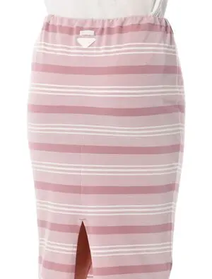 Prada Striped Jersey Knitted Skirt With Logo Detail - No