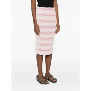 Prada Striped Jersey Knitted Skirt With Logo Detail - No