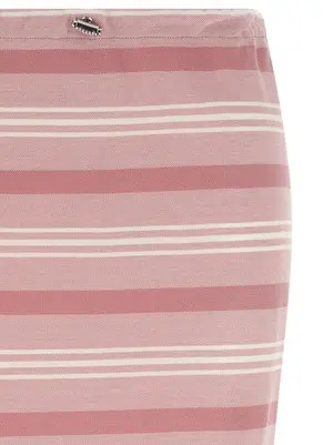 Prada Striped Jersey Knitted Skirt With Logo Detail - No