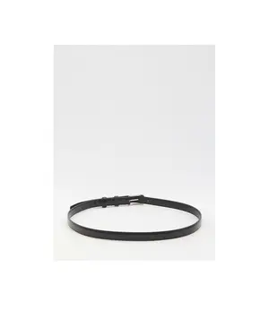 Celine Taurillon Leather Belt With Silver Finish