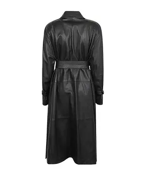 Max Mara Bellico Belted Leather Trench Coat