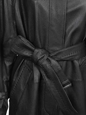 Max Mara Bellico Belted Leather Trench Coat