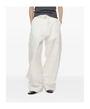 Studio Nicholson Belted Wide Leg Trousers - White