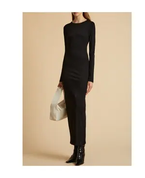 Khaite Long-sleeved Round-neck Ribbed Maxi Dress