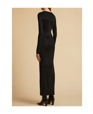 Khaite Long-sleeved Round-neck Ribbed Maxi Dress