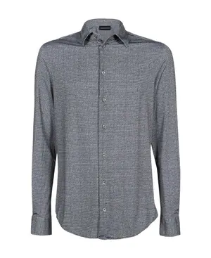 Emporio Armani Micro-pattern Long-sleeve Shirt - Gray